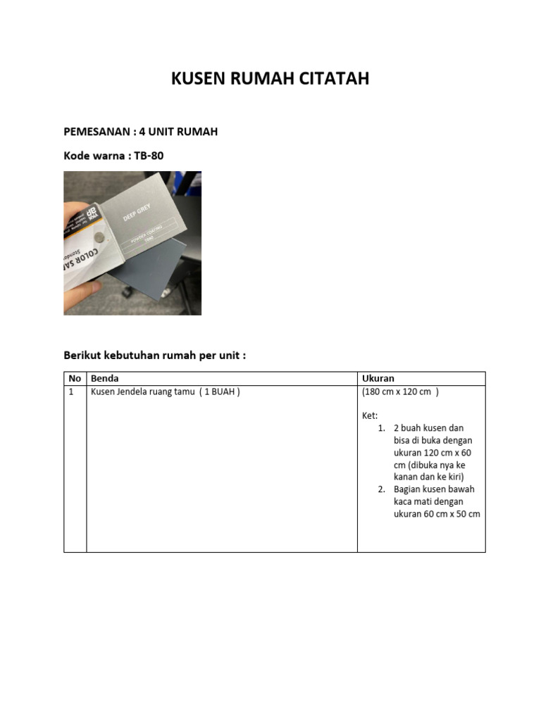 Disain Kusen Penawaran YKK-Citatah - 2025 05 31 | PDF