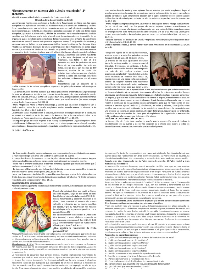 4° El Hecho de La Resurrección de Cristo. | PDF | La resurrección de ...