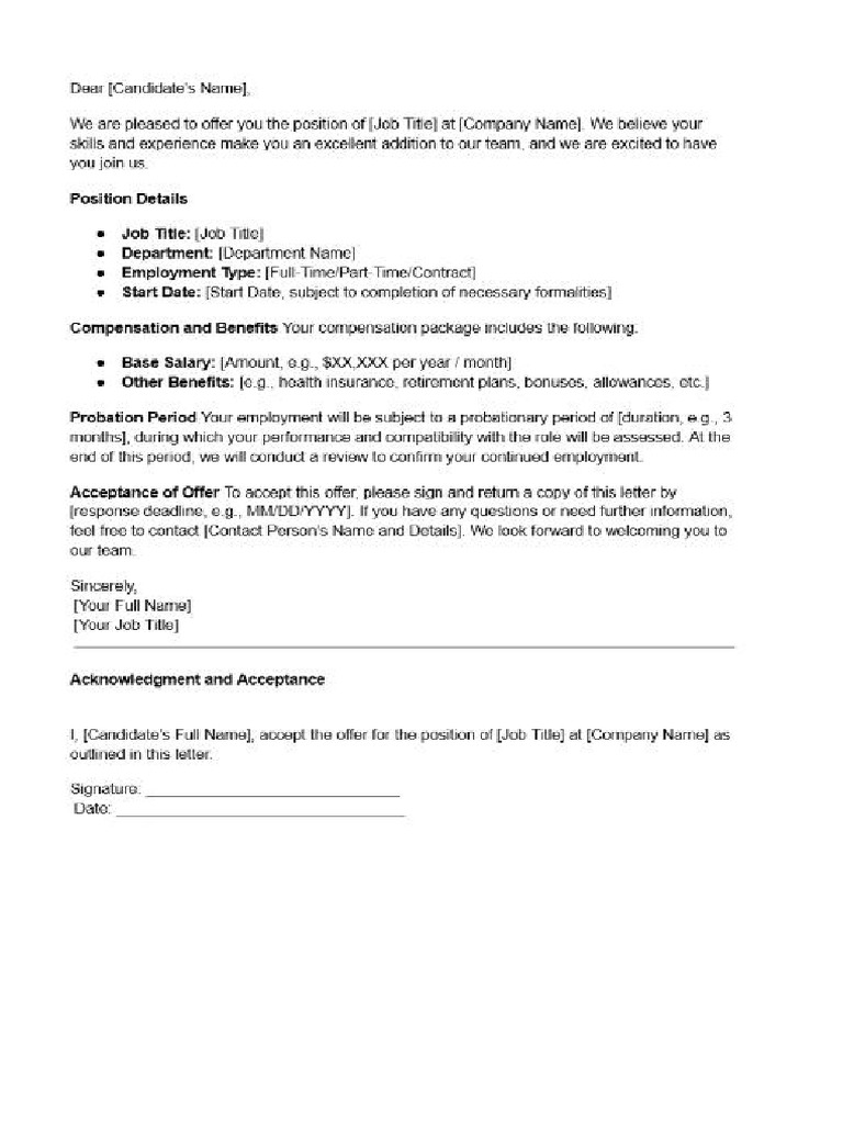 Job Offer Letter | PDF