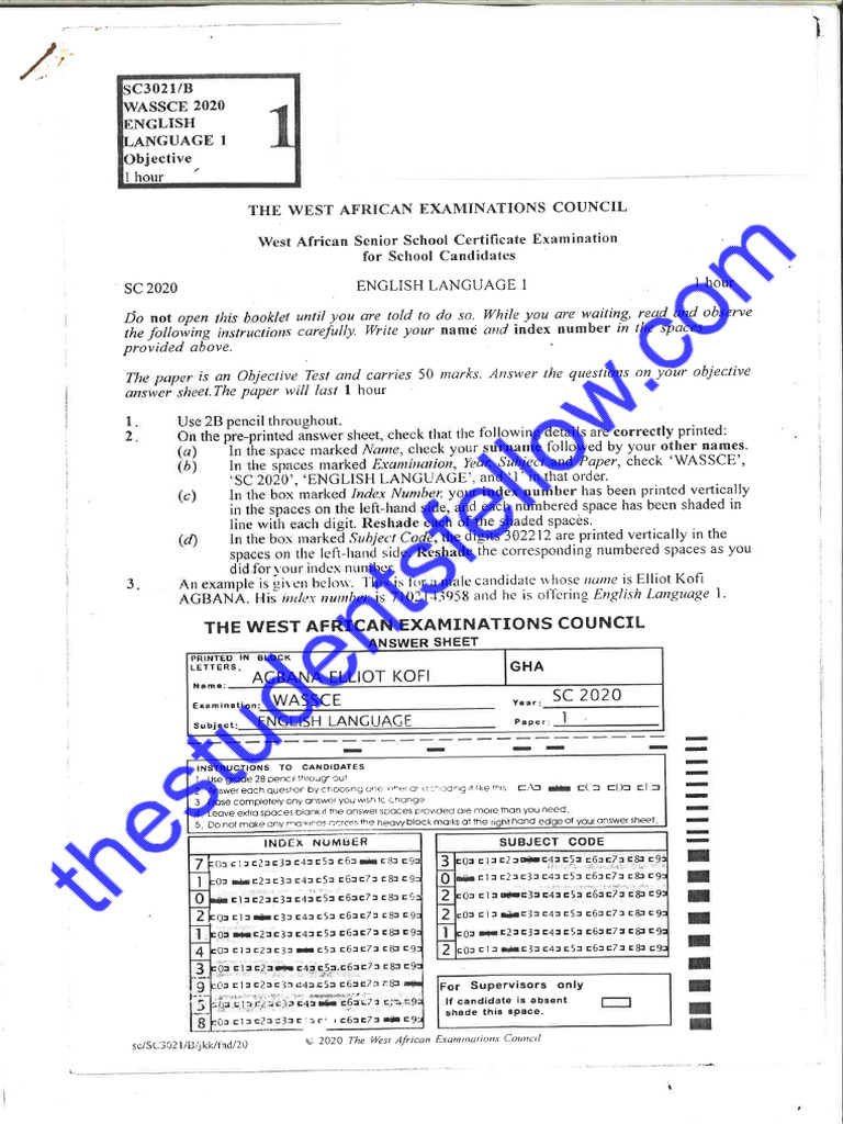 Wassce 2020 English | PDF