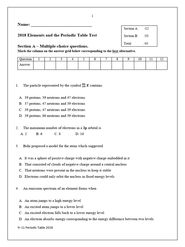 Periodic Table 2018 Final | PDF | Atoms | Periodic Table