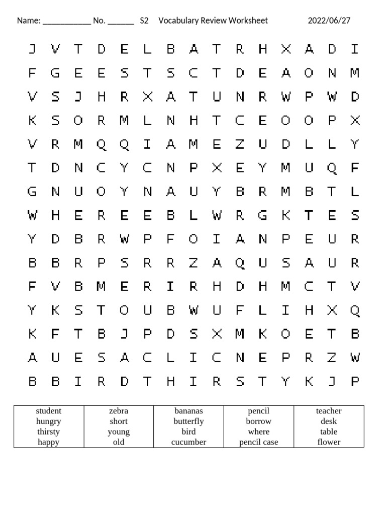 Vocabulary Review Worksheet S2 | PDF