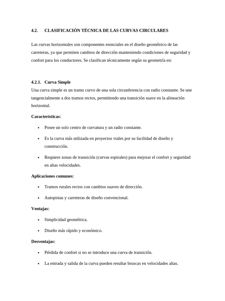 Clasificación de Curvas Circulares | PDF | Curva | La carretera