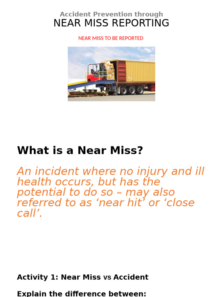 Importance of Near Miss Reporting | PDF