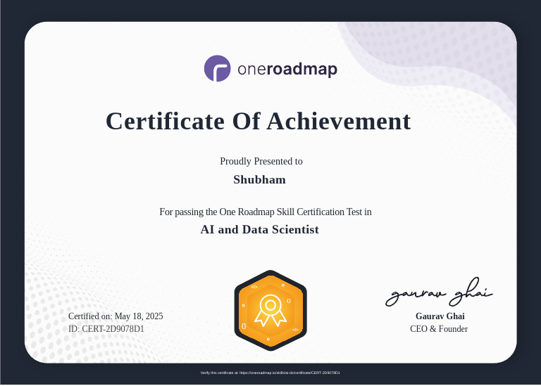 AI and Data Scientist-Certificate | PDF