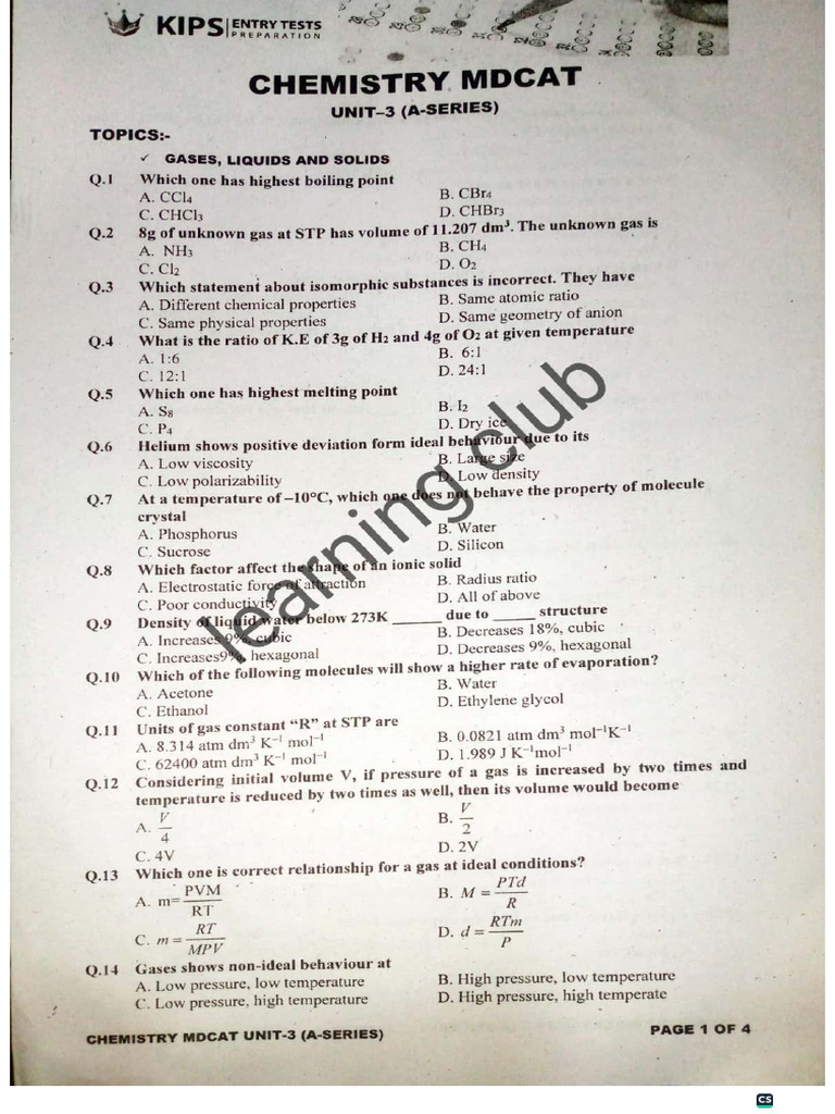 Kips A Series Chemistry Unit 3 | PDF