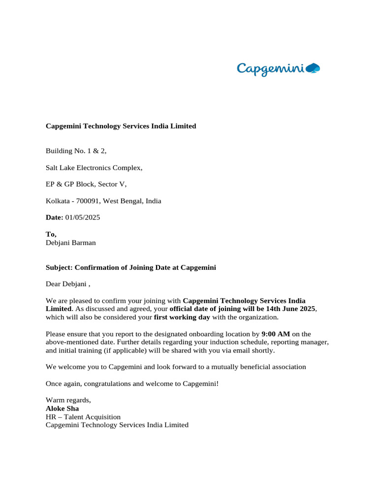 Capgemini Technology Services India Limited | PDF