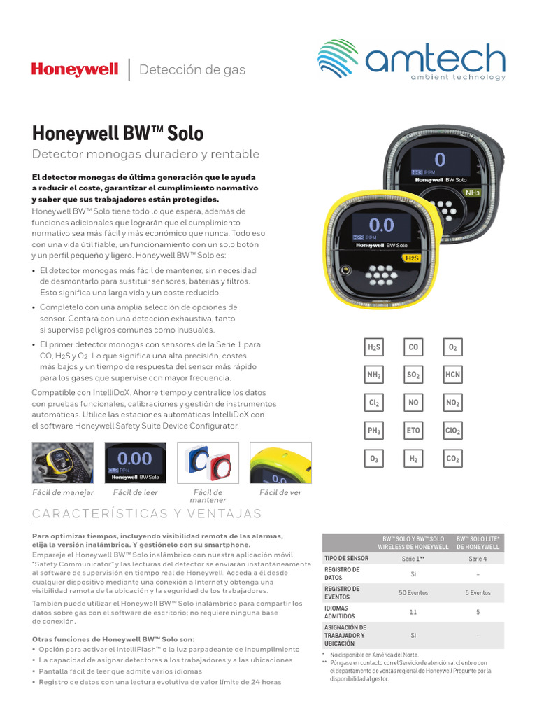 Datasheet Honeywell BW Solo | PDF