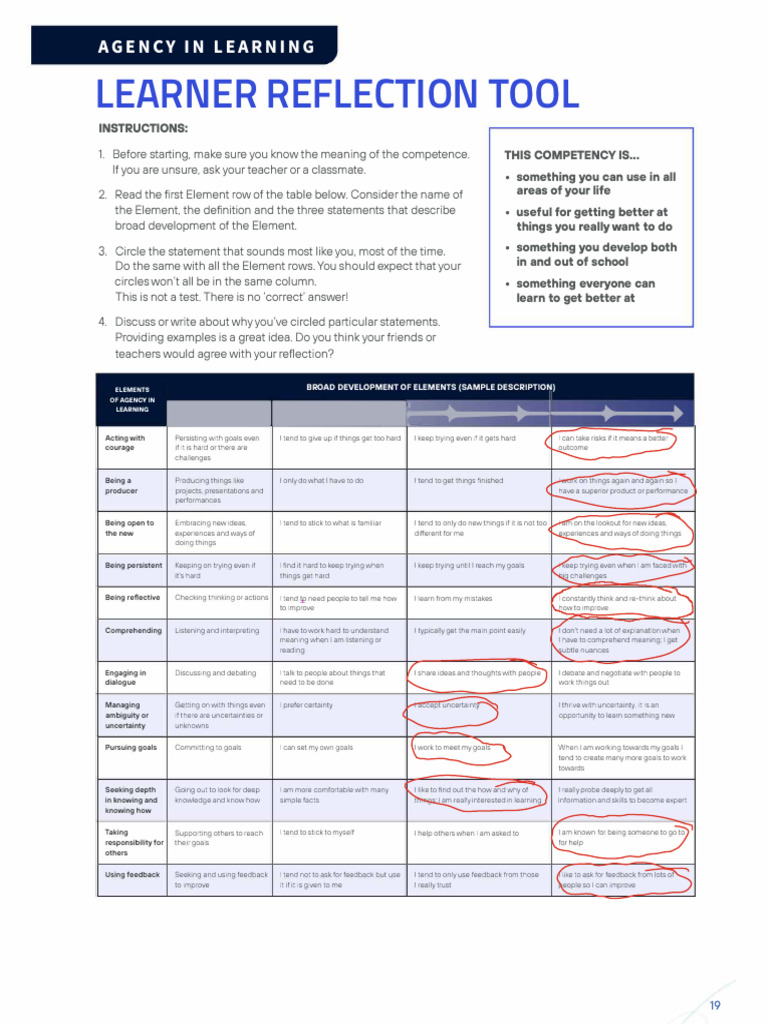 Agency in Learning - Learner Reflection Tool | PDF | Learning | Thought