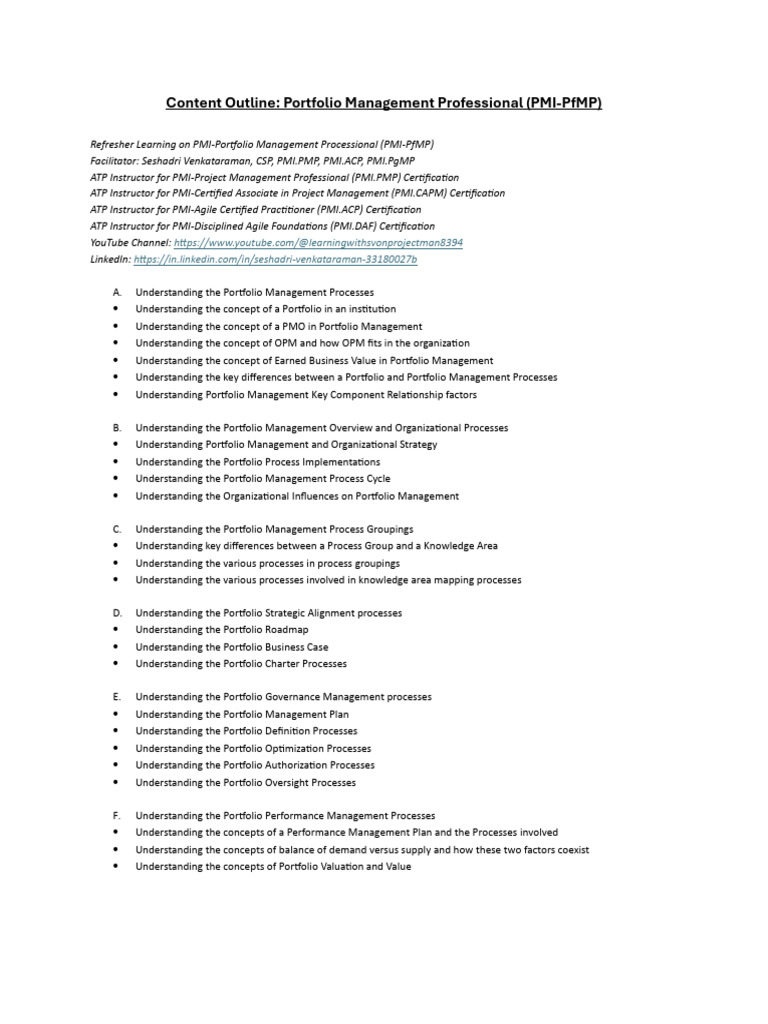 PMI-PfMP Portfolio Management Overview | PDF | Investment Management ...