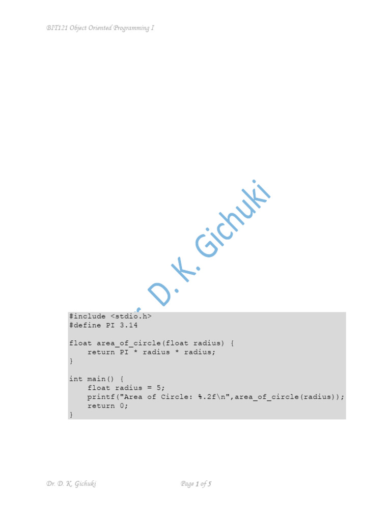 BIT121 Lec 2 | PDF | Object Oriented Programming | Method (Computer ...