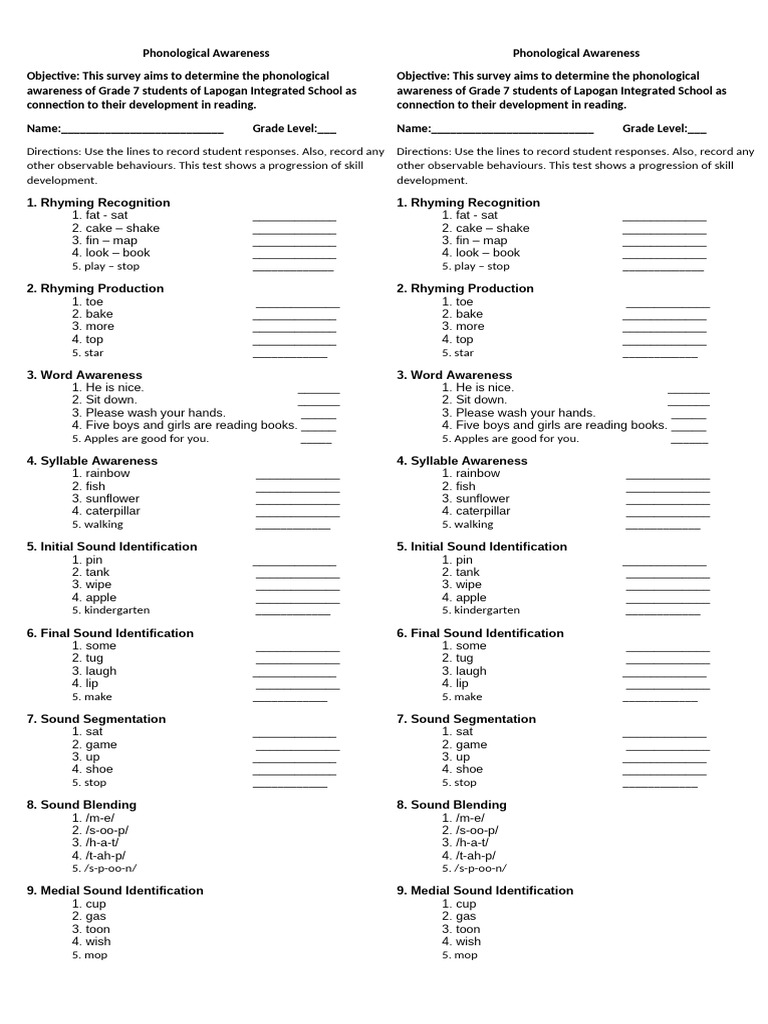 Phonological Awareness Survey | PDF | Chess Openings | Chess