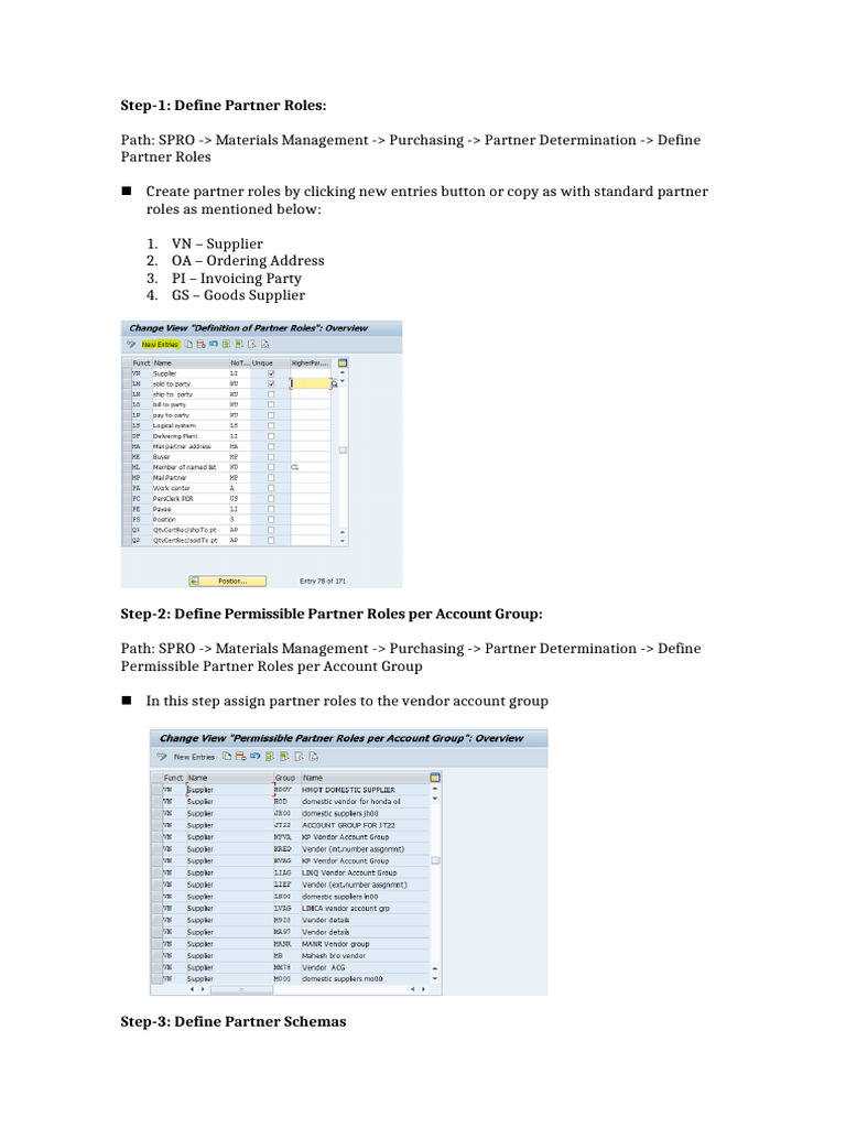Vendor Master Partner Functions Configuration | PDF