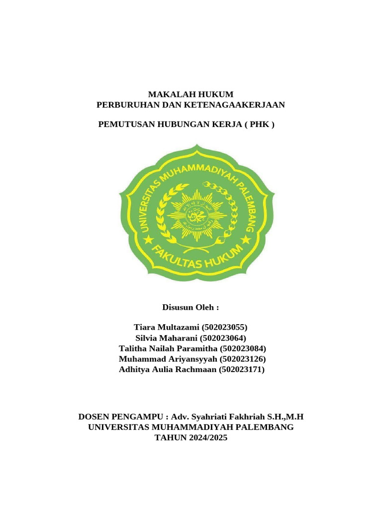 Makalah Hukum Perburuhan Dan Ketenagaakerjaan | PDF