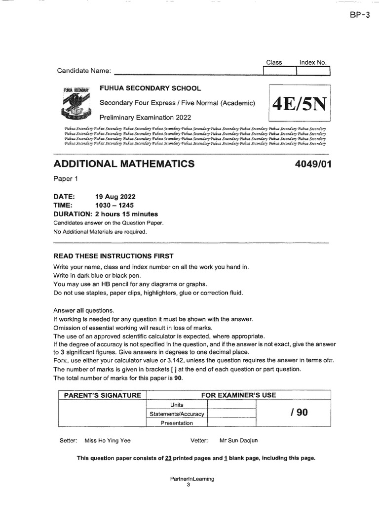 Additional Mathematics Exam Paper 2022 | PDF | Circle | Velocity