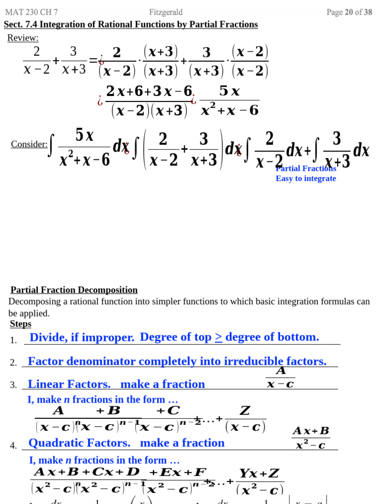 Partial Fractions Integration | PDF | Algebra | Arithmetic