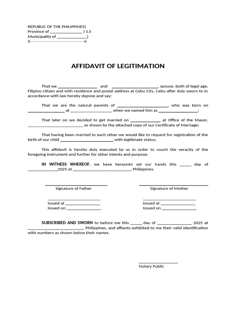 AFFIDAVIT OF LEGITIMATION Sample | PDF
