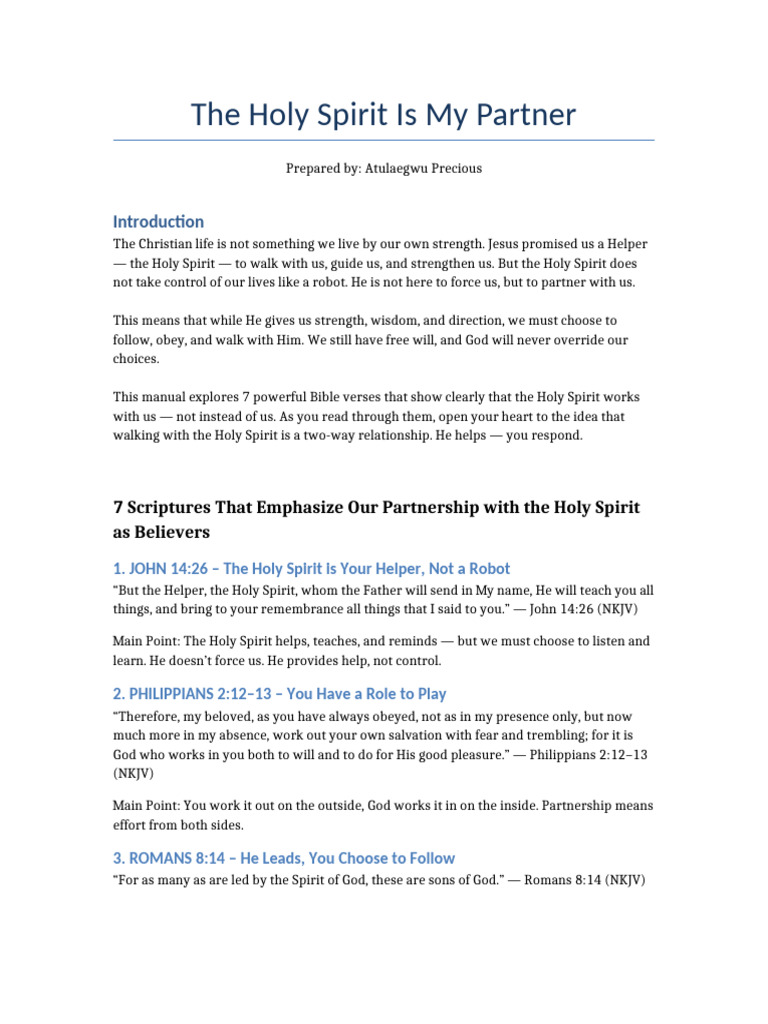 Partnership with the Holy Spirit Explained | PDF | Holy Spirit | God ...