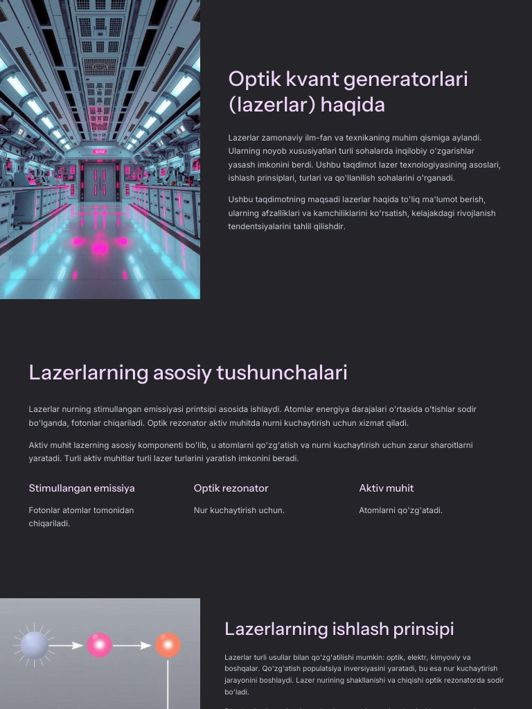 Optik Kvant Generatorlari Lazerlar Haqida | PDF