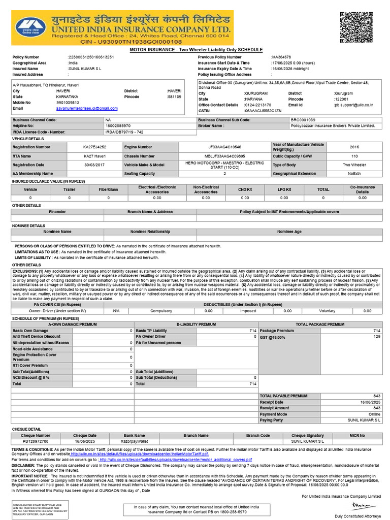 22300031250160613251KA27EJ4252 | PDF | Insurance | Cheque
