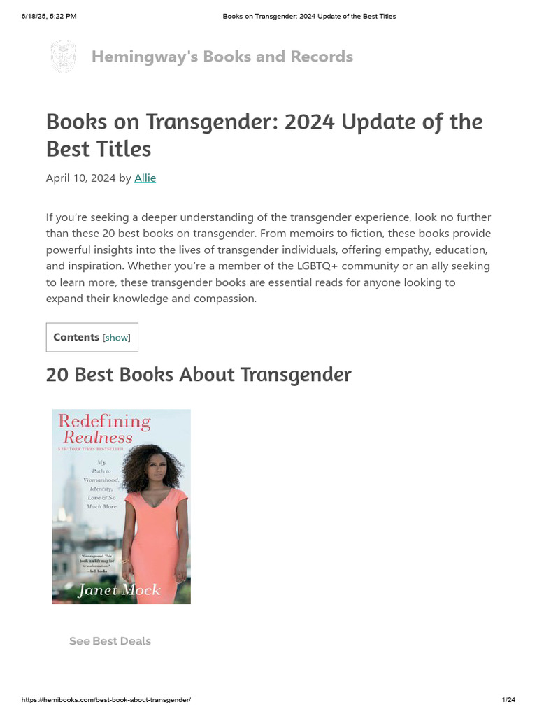 Best Transgender Books 2024 Update | PDF | Transgender | LGBTQIA+ Studies