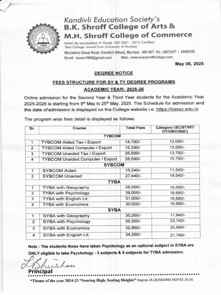SY TY Degree Admission | PDF