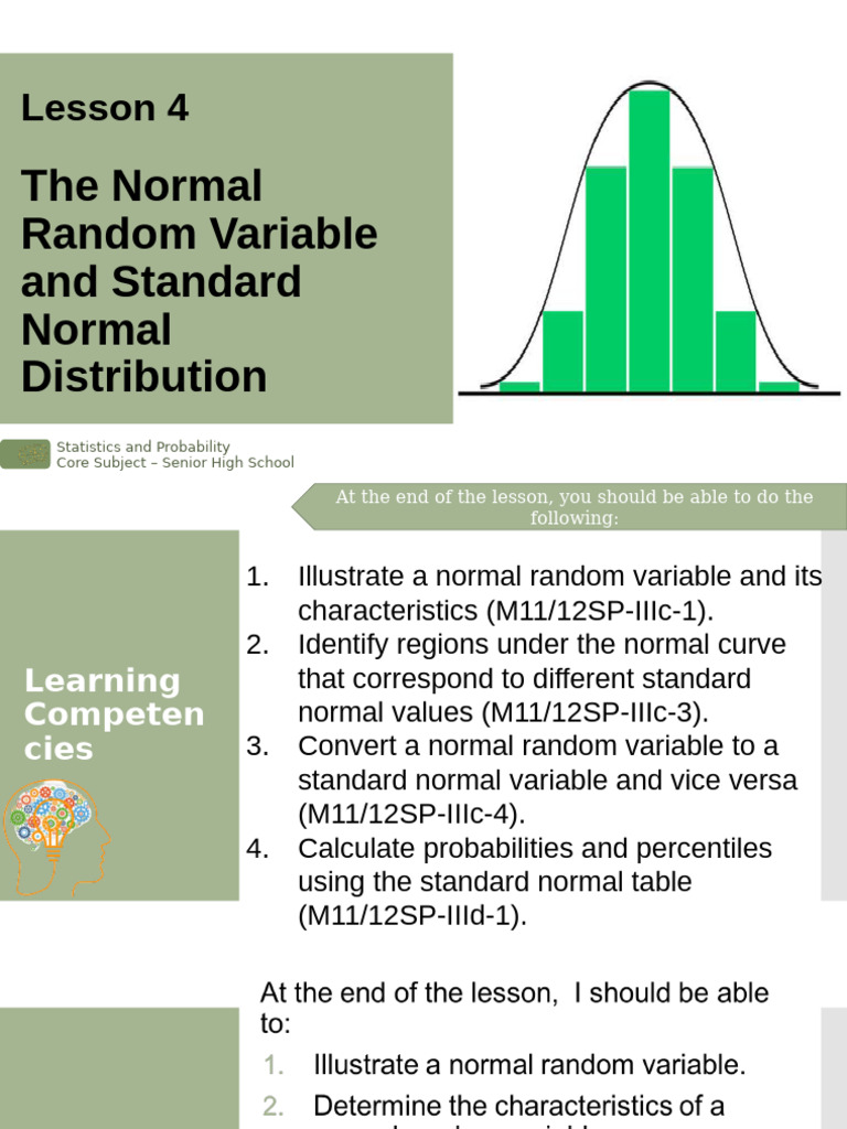 Lesson 4 The Normal Random Variable and Standard Normal Distribution 2 1 | PDF | Normal ...
