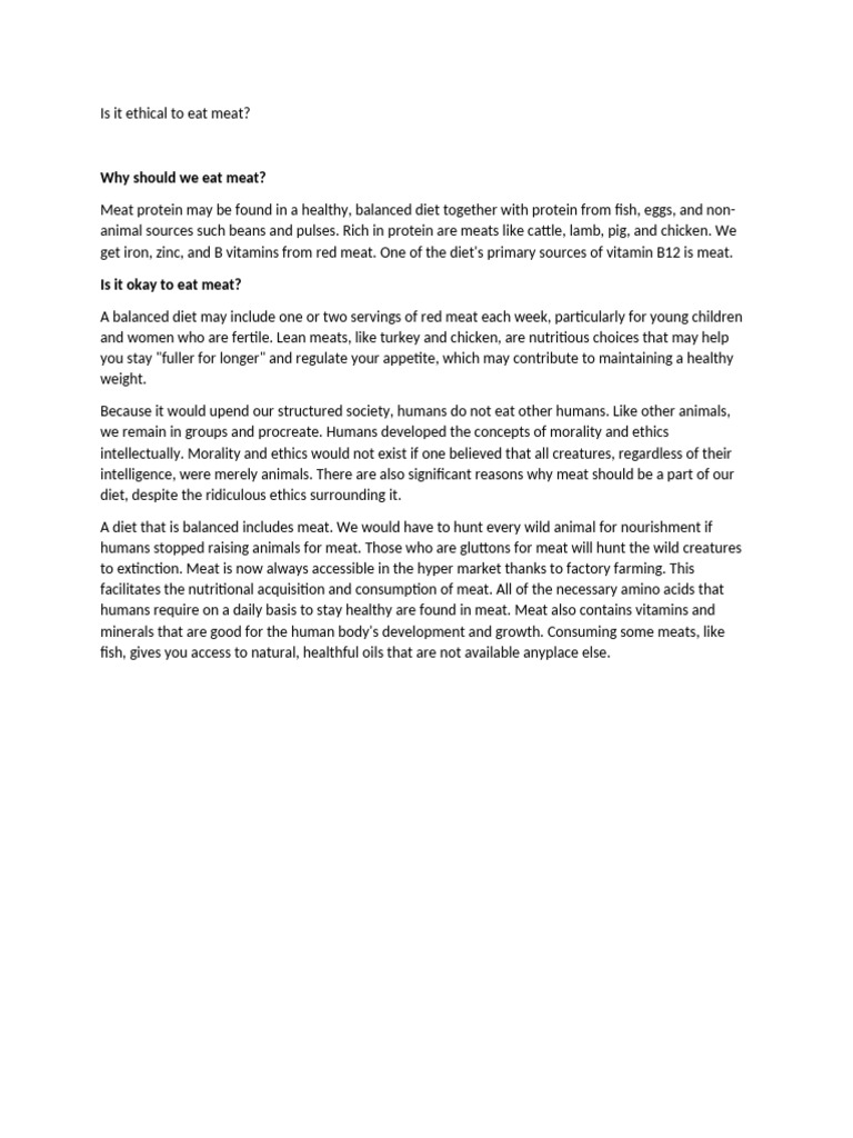 Is It Ethical To Eat Meat | PDF