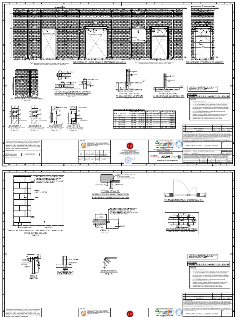 Lintel and Mullion Detail Drawing | PDF | Building Technology | Civil ...