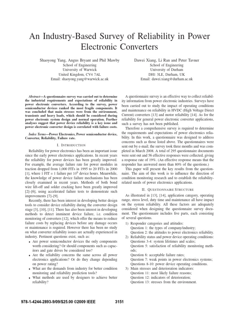 Reliability Survey of Power Converters | PDF | Reliability Engineering ...