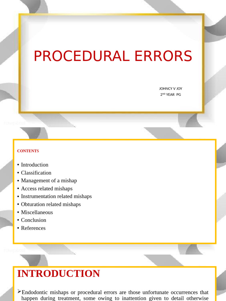 Procedural Errors | PDF | Medical Specialties | Dentistry Branches