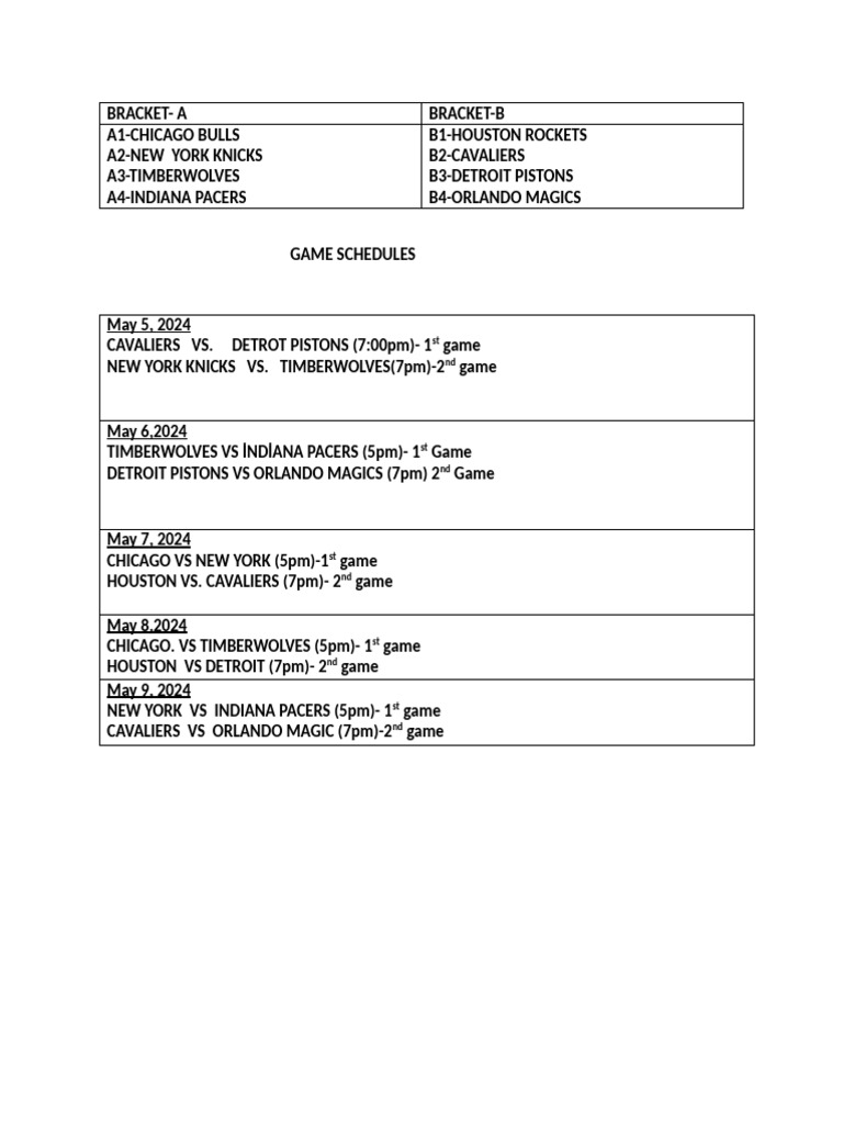 Game Schedules | PDF
