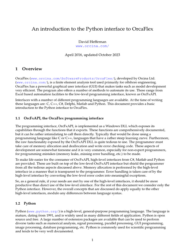 An Introduction To The Python Interface To OrcaFlex | PDF | Computer Programming | Python ...