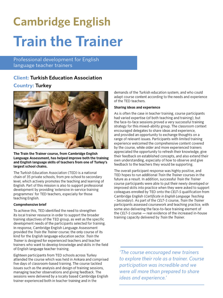 Professional Development For English Language Teacher Trainer Case ...