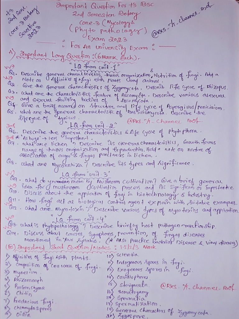 Core-3 Botany Selection Questions | PDF