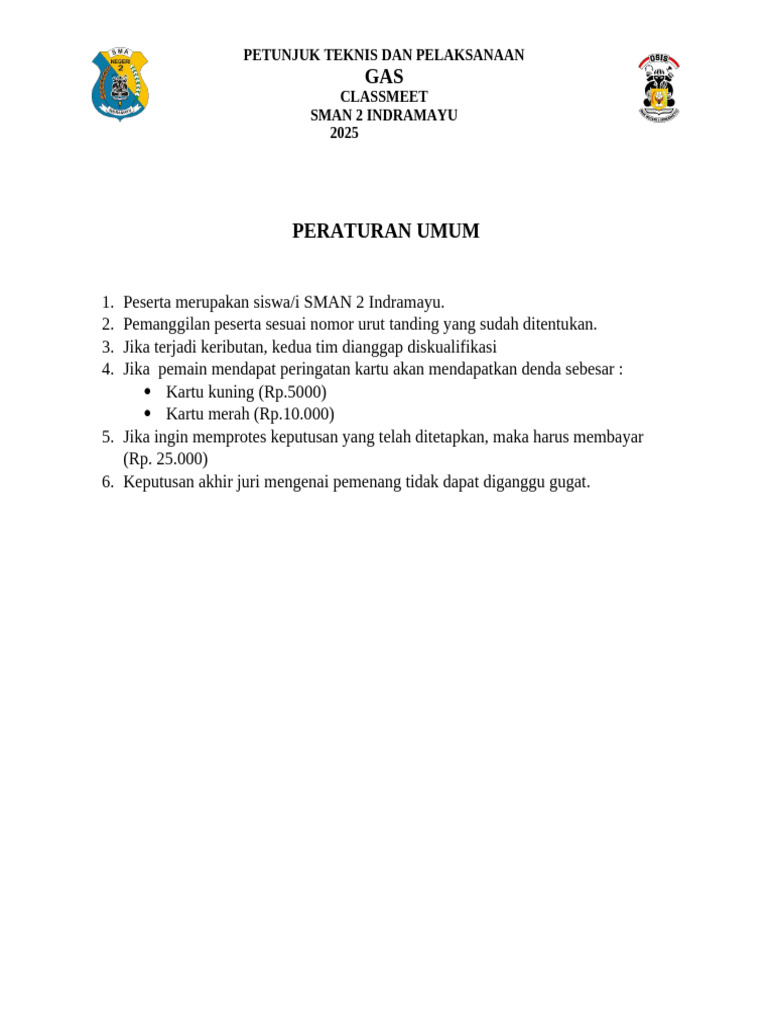 Juknak Juknis Classmeet 2025 | PDF