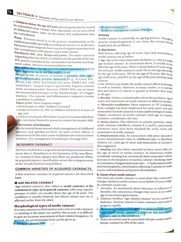 Acquired Cataract | PDF