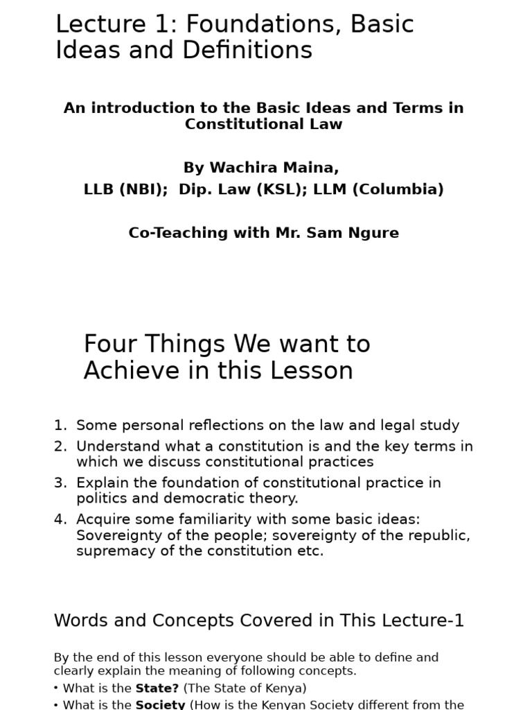 Constitutional Law Lecture 1 | PDF | Constitution | Political Science
