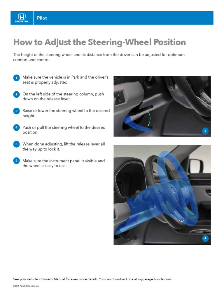 How To Adjust The Steering-Wheel Position - Pilot | PDF