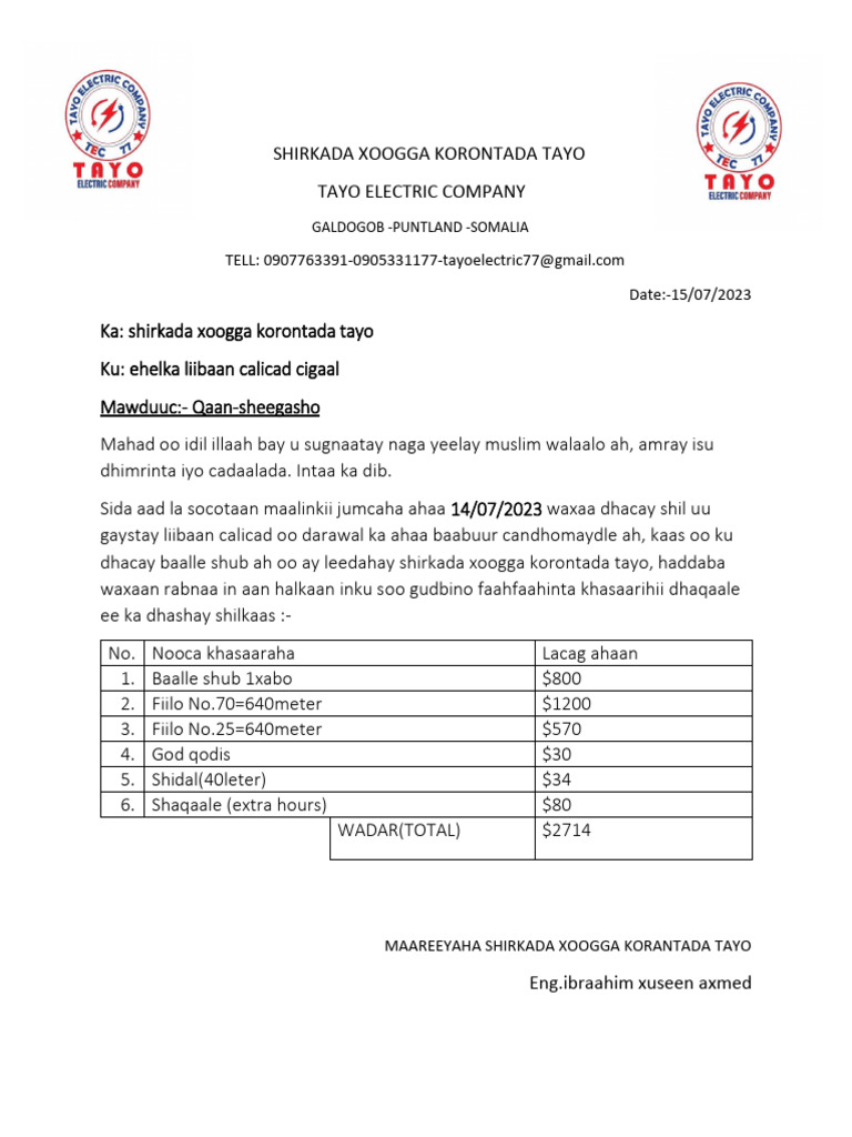 Shirkada Xoogga Korontada Tayo | PDF
