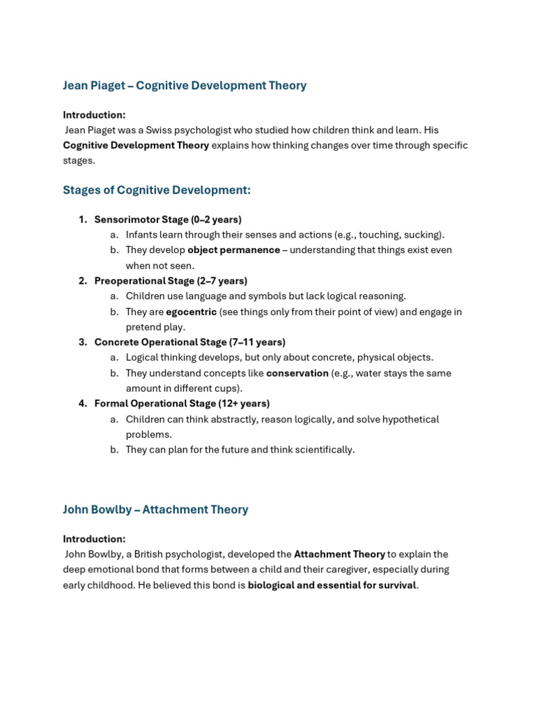 Child Development Theories Explained | PDF | Attachment Theory ...