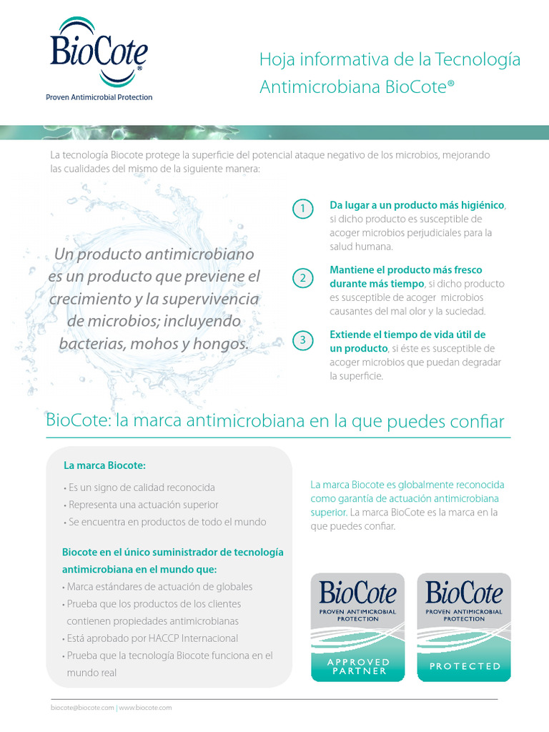 Tecnología Antimicrobiana BioCote® | PDF | Antimicrobiano | Microorganismo