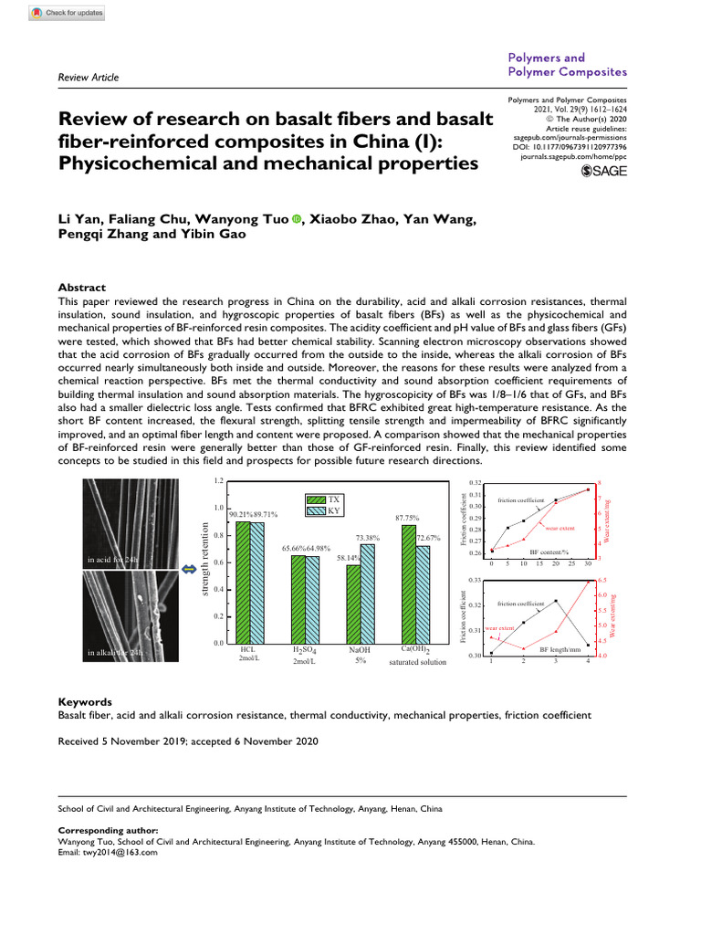 Yareview of Research On Basalt Fibers and Basalt Fiber Reinforced ...
