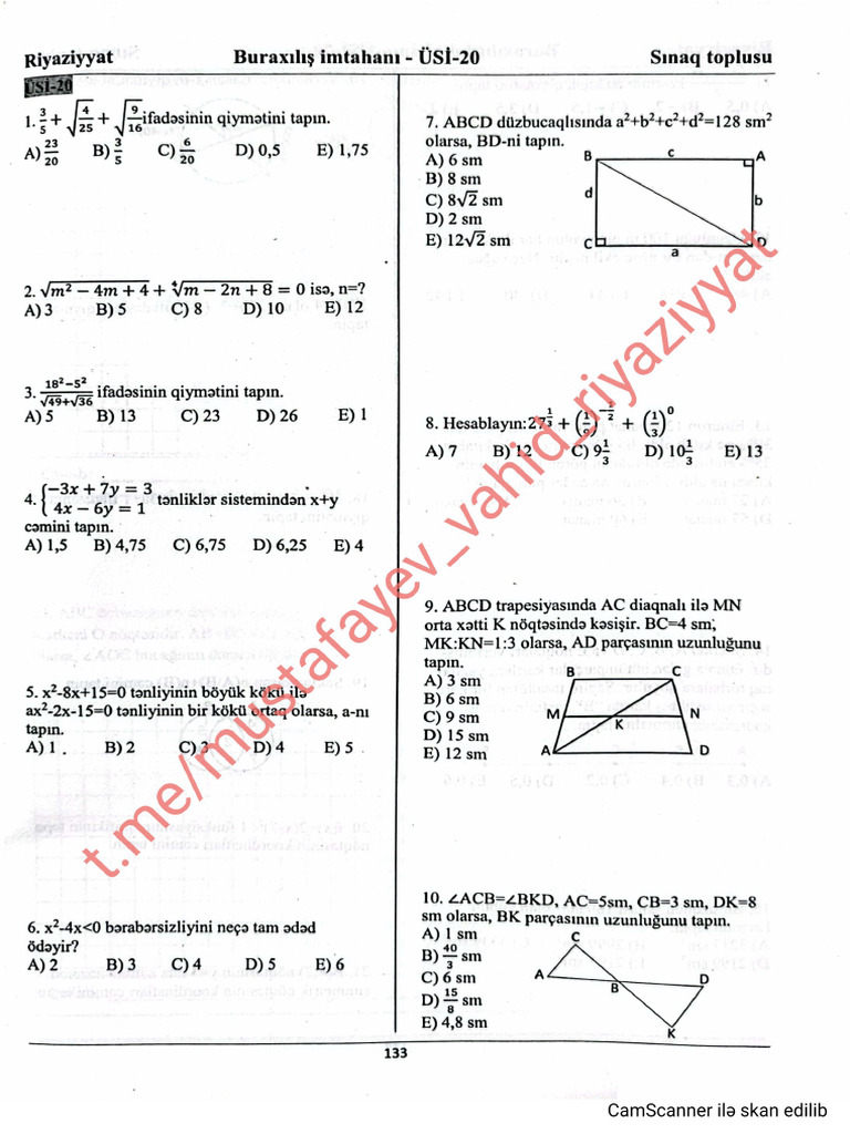 9-Cu Sinif ÜSİ-20 - Cavablar | PDF
