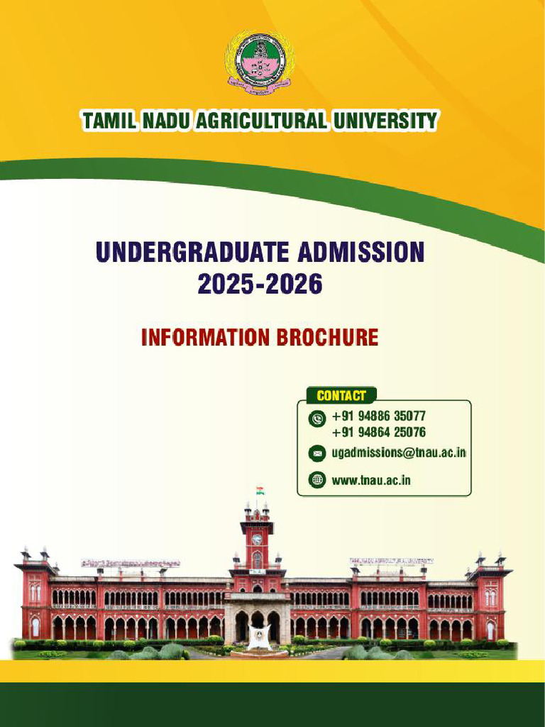 TNAU UG Brochure 2025 2026 08.05.2025 | PDF | Agriculture | Vocational ...