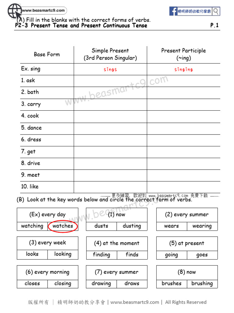 P2 - 2B Gramma Review (Present Tense and Present Continuous Tense ...