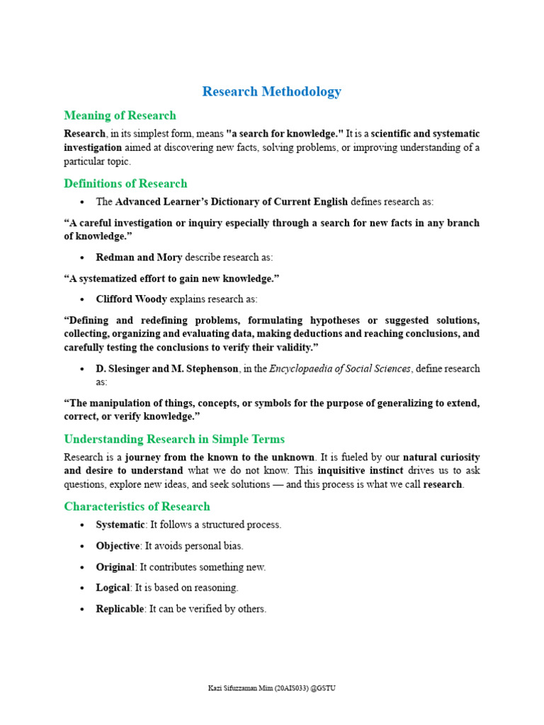 Research Methodology Chapter-1 (Kazi Mim) | PDF | Sampling (Statistics) | Quantitative Research