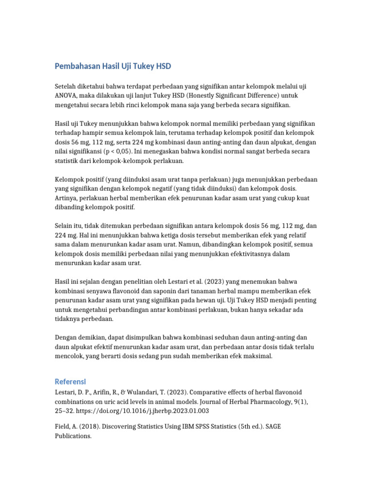 Pembahasan Hasil Uji Tukey HSD | PDF