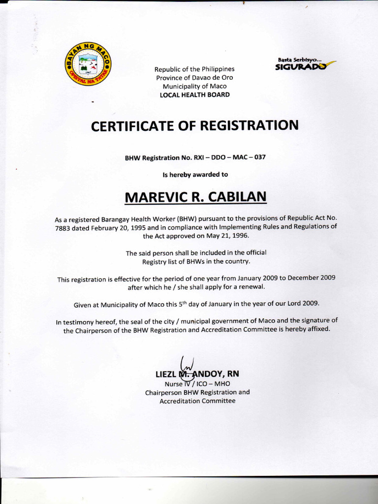 Registration - Cabilan | PDF