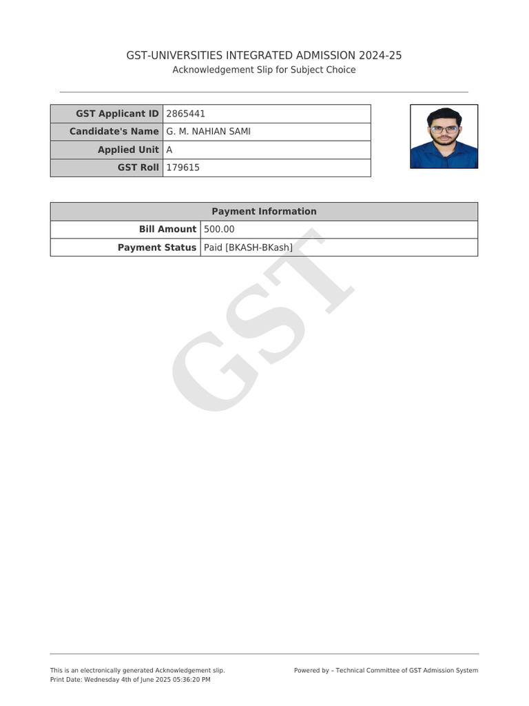 Acknowledgement Slip 2865441 | PDF